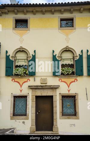 Historic palace of Miane, old town in Treviso province, Veneto, Italy ...