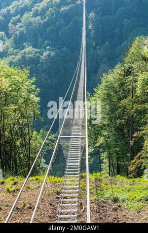suspension bridge, dossena, italy Stock Photo - Alamy
