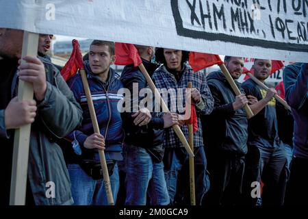 Athens, Greece. 06th Dec, 2022. Protesters march with banners ...