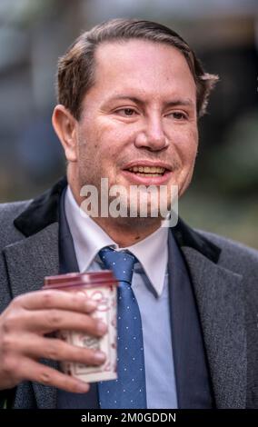 Socialite James Stunt outside Leeds Cloth Hall Court during a break for ...