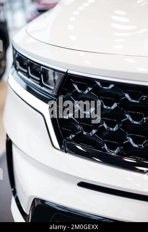 Radiator grille pattern. Car radiator grill close up. Chrome grill of ...
