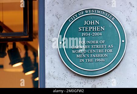 Plaque for John Stephen, founder of Carnaby Street, London Stock Photo ...