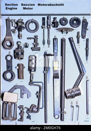 Workbench of a mechanical workshop for automobile engines Stock Photo ...