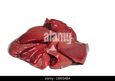 Chicken liver isolated against white background Stock Photo - Alamy
