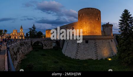 Italy, Basilicata, Venosa, the city and the aragonese castle (aerial ...