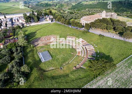 Italy, Basilicata, Venosa, roman amphitheatre ruins (aerial view Stock ...