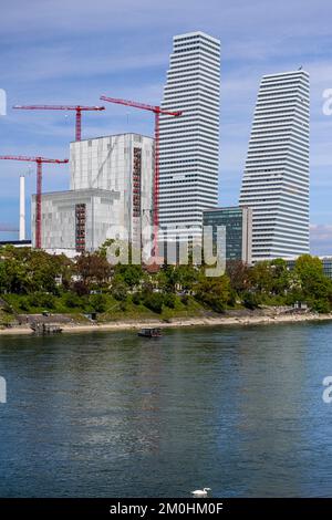 Switzerland, Basel, the Roche Towers, the tallest in Switzerland ...