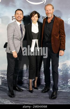 (left to right) Martin Compston, Emily Hampshire and Iain Glen arrive ...