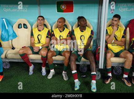 Portugal's Cristiano Ronaldo on the subs bench as the national anthems ...