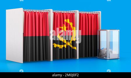 Angola - voting booths and ballot box - election concept - 3D ...