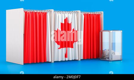 Canada - voting booths and ballot box - election concept - 3D ...