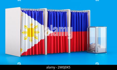 Ballot box with Filipino flag. Election in Philippines. 3D rendering ...