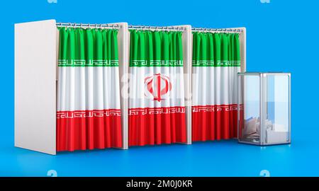 Ballot box with Iranian flag. Election in Iran. 3D rendering isolated ...