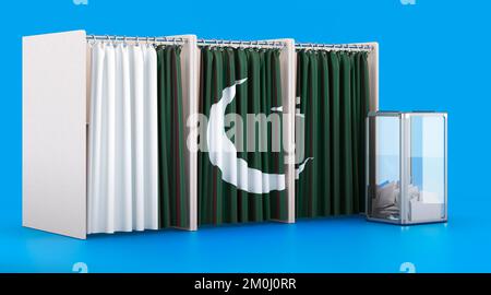 Ballot box with Pakistani flag. Election in Pakistan. 3D rendering ...