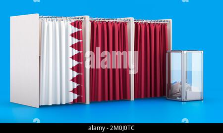 Qatar - voting booths and ballot box - election concept - 3D ...