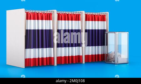 Thailand - voting booths and ballot box - election concept - 3D ...