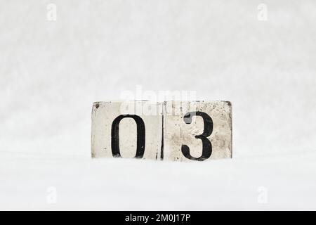 Wooden calendar December 03 on a white background close up Stock Photo ...