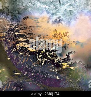 Abstract impression of false colour photography floating debris and ...