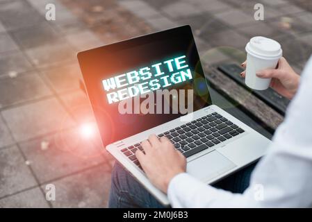 Conceptual caption Website Redesign. Business idea modernize improver ...