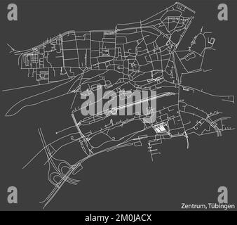 Street roads map of the ZENTRUM DISTRICT, TÜBINGEN Stock Vector Image ...