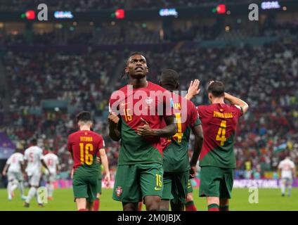 Rafael Leao of Portugal and team mates celebrate the team's fifth goal ...