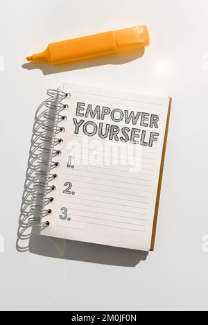 Text caption presenting Empower Yourself. Business idea taking control ...
