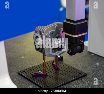 3D measurement machine calibration. Probe head of a coordinate ...