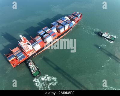 Cargo ships dock at Lianyungang Port Container Terminal in east China's ...
