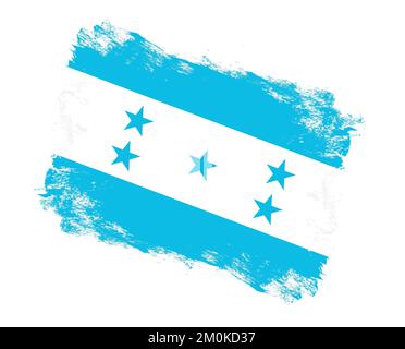 Distressed stroke brush painted honduras flag on white background Stock ...