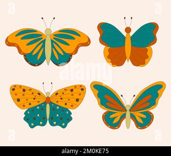 Groovy butterfly. 1970 psychedelic hippie insect. Trippy vintage ...