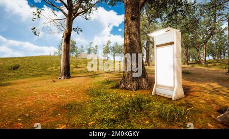 3D rendering. Outside mockup with natural environment, advertising in ...