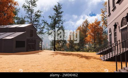3D rendering. An immersive natural environment. Landscape to illustrate ...