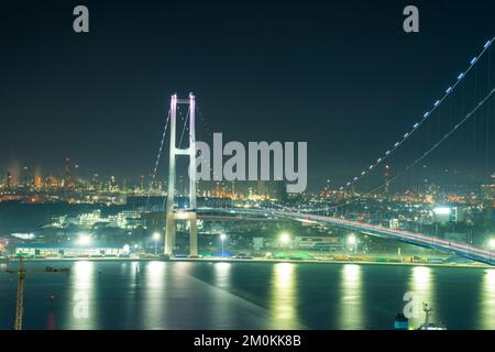 Ulsan Bridge and Factory Night View in Korea Stock Photo - Alamy