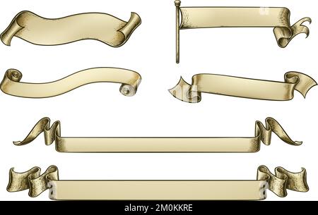 ribbon paper scroll label template silhouette illustration Stock Vector ...