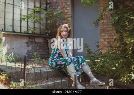 Woman staring directly with playful smirk scenic photography Stock ...