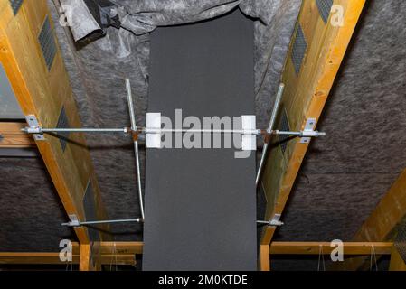 Steel fixing of the ceramic chimney to the trusses inside the attic ...