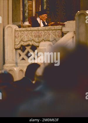 Italian rabbi Elio Toaff in the synagogue celebrating the reciprocal ...