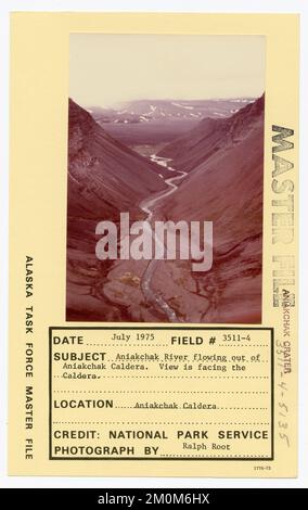Aniakchak River flowing out of Aniakchak Caldera. View is facing the ...