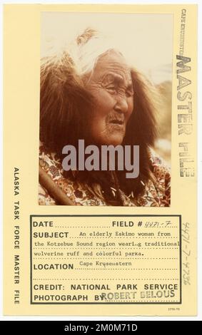 Elderly Eskimo woman from the Kotzebue Sound area. Alaska Task Force ...