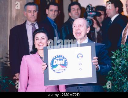 Italian politician Lamberto Dini and his wife Donatella presenting the ...