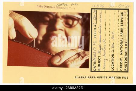 Tlingit indian woman sewing beadwork. Alaska Task Force Photographs ...