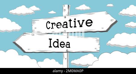 Creative idea - outline signpost with two arrows Stock Photo - Alamy