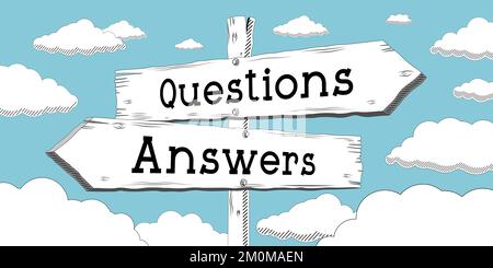 Questions and answers - outline signpost with two arrows Stock Photo ...