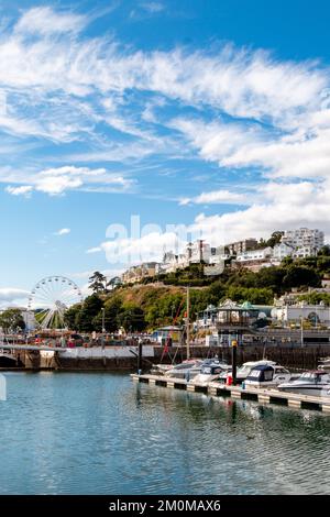 A view of the English Riviera Wheel across Torquay Harbour, Devon, UK ...