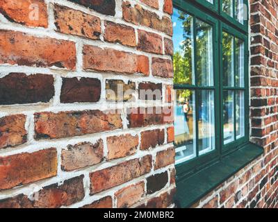 Vitrified rustic brick wall tile pattern as background. Scandinavian ...