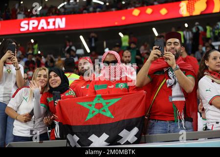 Moroccan fans during Morocco vs Spain match during World Cup 2022 in ...