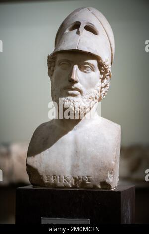 Greek bust of Pericles in the British Museum in London England Stock ...