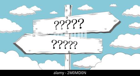 Question marks - outline signpost with two arrows Stock Photo - Alamy