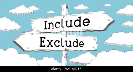 Include, exclude - outline signpost with two arrows Stock Photo - Alamy