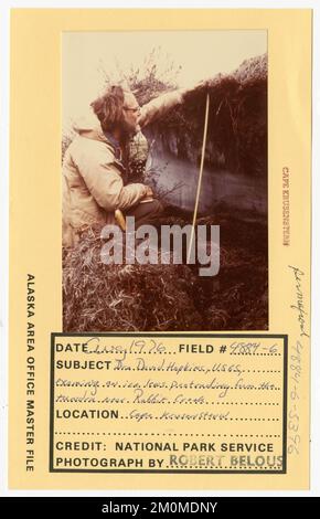 Dr. David Hopkins USGS examining protruding ice lens, near Rabbit Creek ...